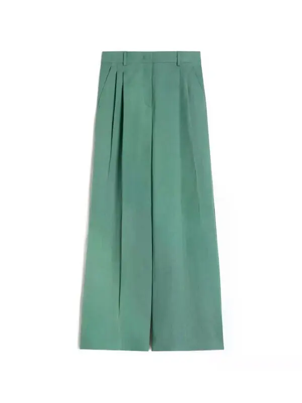 Max Mara Viscose And Linen Wide-leg Trousers - Green