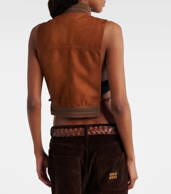 Miu Miu Suede Vest - Brown