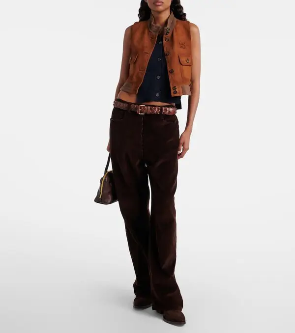 Miu Miu Suede Vest - Brown