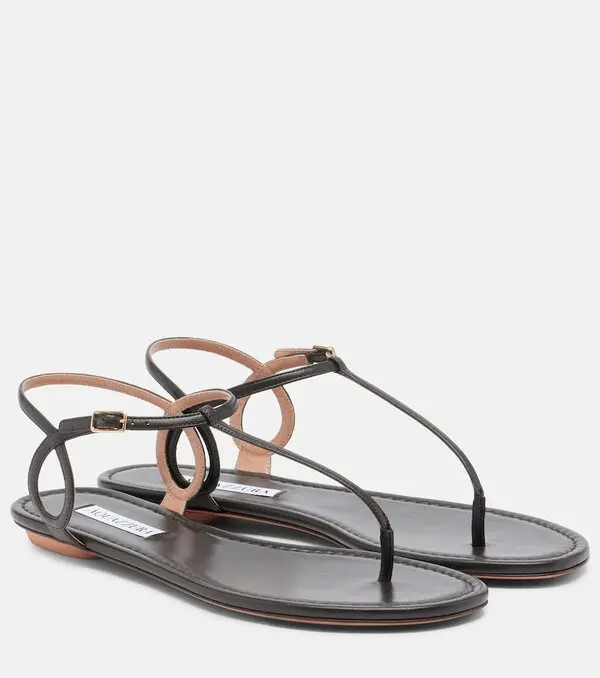 AQUAZZURA Almost Bare Leather Thong Sandals - Brown