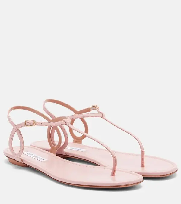 AQUAZZURA Almost Bare Leather Thong Sandals - Pink