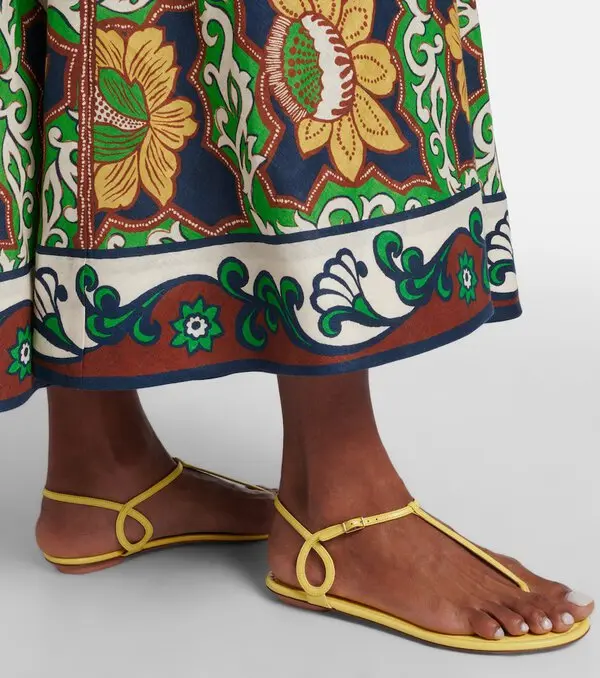 AQUAZZURA Leather Thong Sandals - Yellow