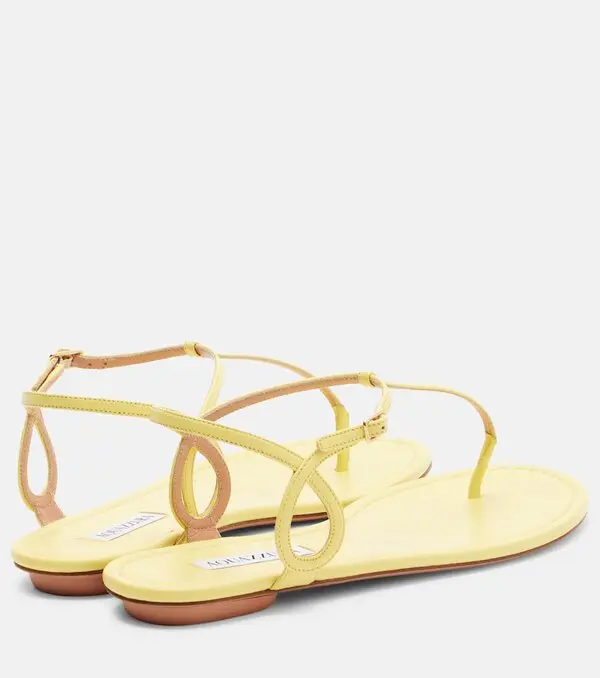 AQUAZZURA Leather Thong Sandals - Yellow