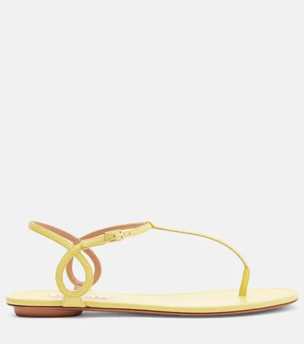 AQUAZZURA Leather Thong Sandals - Yellow