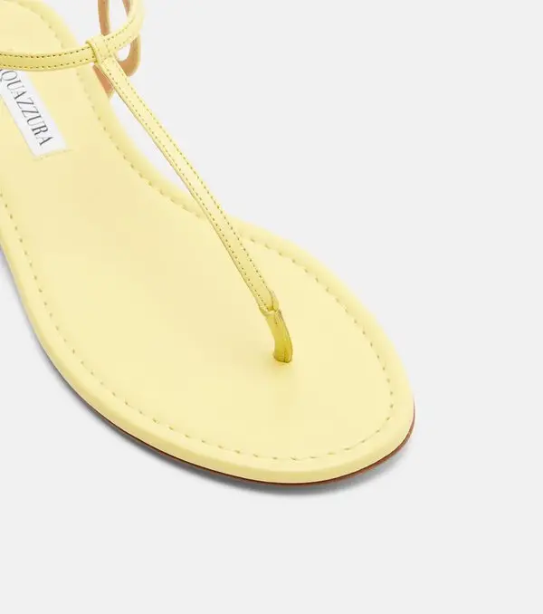 AQUAZZURA Leather Thong Sandals - Yellow
