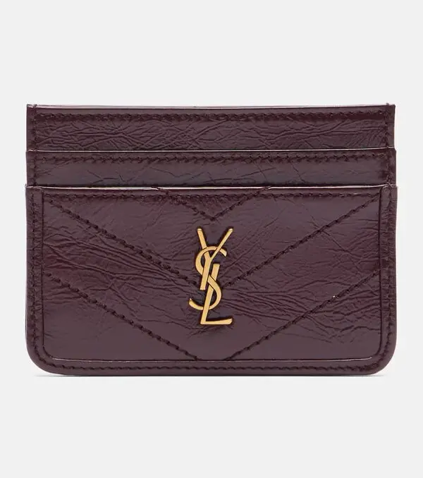 Saint Laurent Niki Leather Card Holder - Burgundy