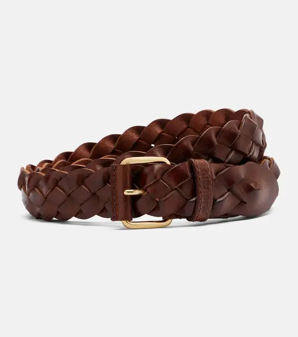 Miu Miu Braided Leather Belt - Brown