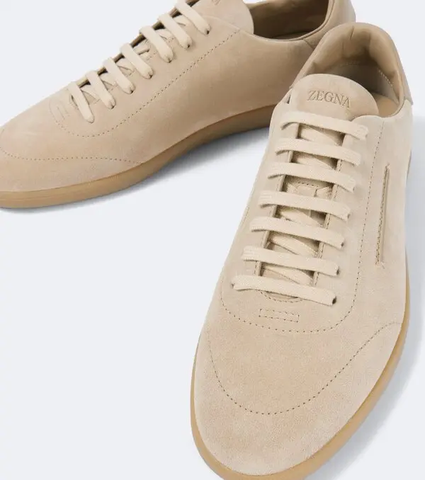 Zegna Suede Lace-up Sneakers - Beige