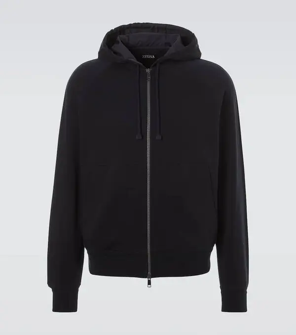 Zegna Cotton-blend Hoodie - Blue