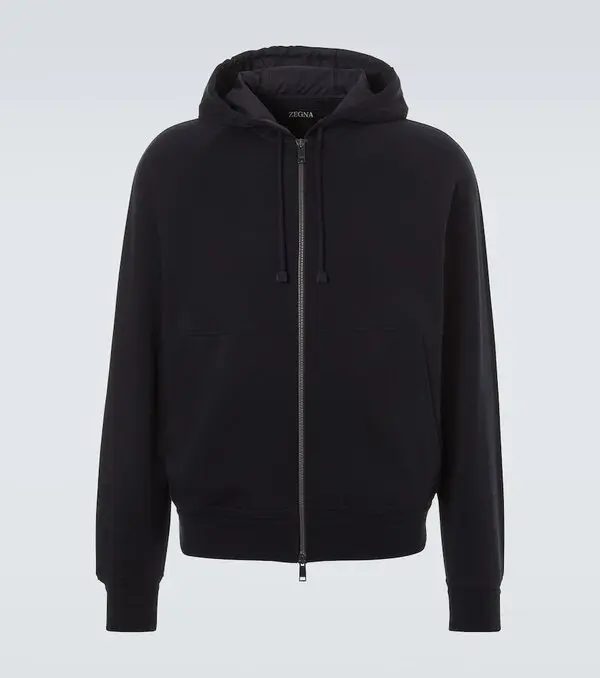 Zegna Cotton-blend Hoodie - Blue