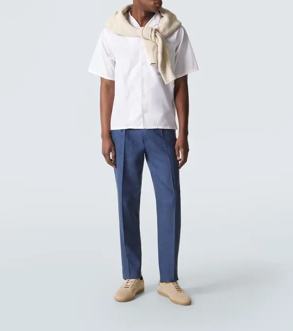 Zegna Linen Slim Pants - Blue