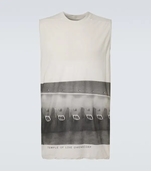 Rick Owens Jumbo Printed Cotton Jersey Tank Top - White