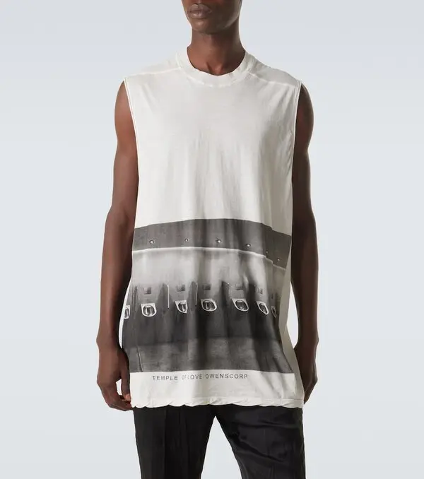 Rick Owens Jumbo Printed Cotton Jersey Tank Top