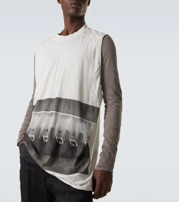 Rick Owens Jumbo Printed Cotton Jersey Tank Top
