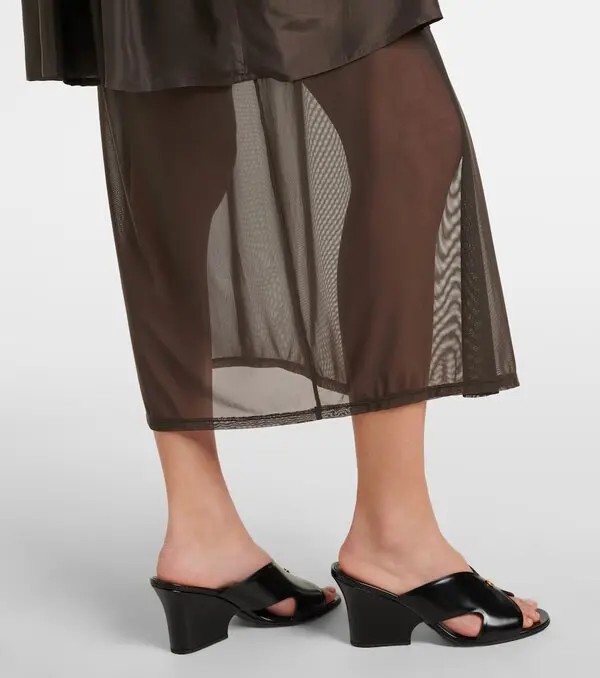LEMAIRE Draped Semi-sheer Silk Midi Skirt - Brown