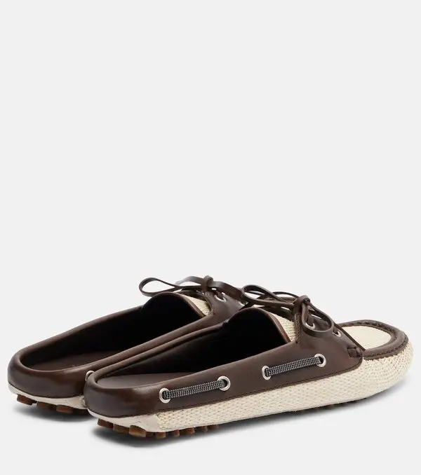 Brunello Cucinelli Monili Canvas Mules