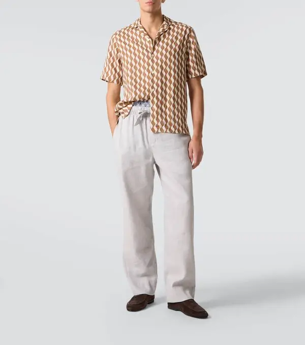 Frescobol Carioca Roberto Printed Linen Shirt - Brown