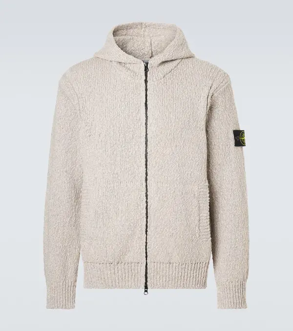 Stone Island Compass Cotton Zip-up Hoodie - Grey