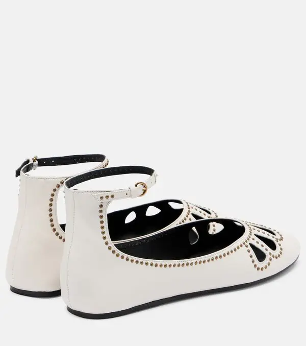 Isabel Marant Étoile Bloris Studded Leather Ballet Flats - White