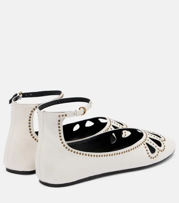 Isabel Marant Étoile Bloris Studded Leather Ballet Flats - White