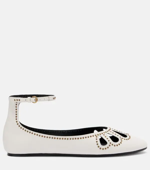 Isabel Marant Étoile Bloris Studded Leather Ballet Flats - White