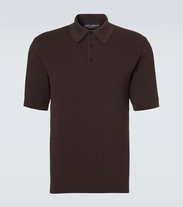 Dolce & Gabbana Ribbed-knit Cotton Polo Sweater - Brown