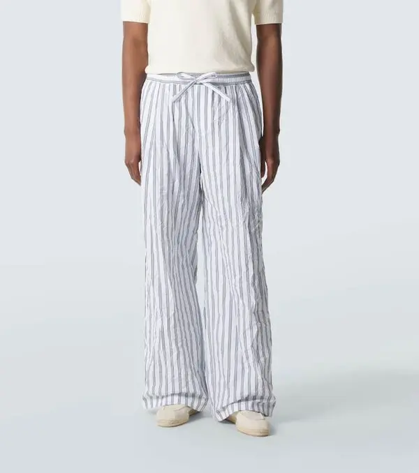 Dolce & Gabbana Striped Poplin Wide-leg Pants - White