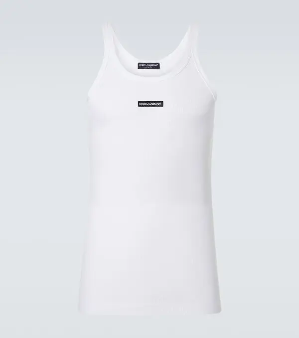 Dolce & Gabbana Ribbed-knit Cotton Tank Top - White