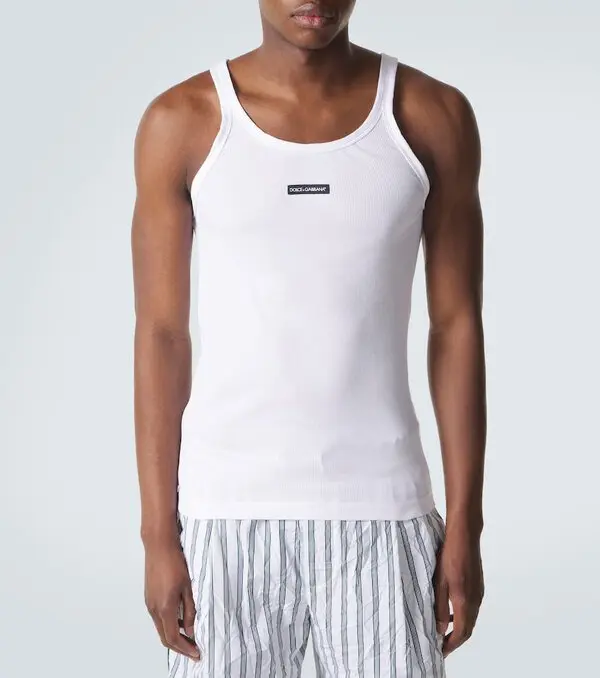 Dolce & Gabbana Ribbed-knit Cotton Tank Top - White