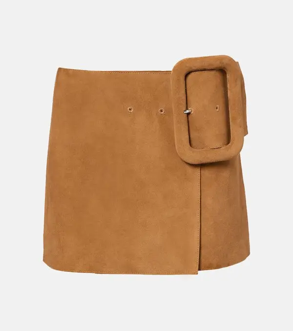 AMI Paris Suede Miniskirt With Belt - Brown