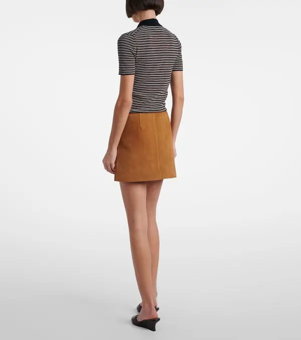 AMI Paris Suede Miniskirt With Belt - Brown