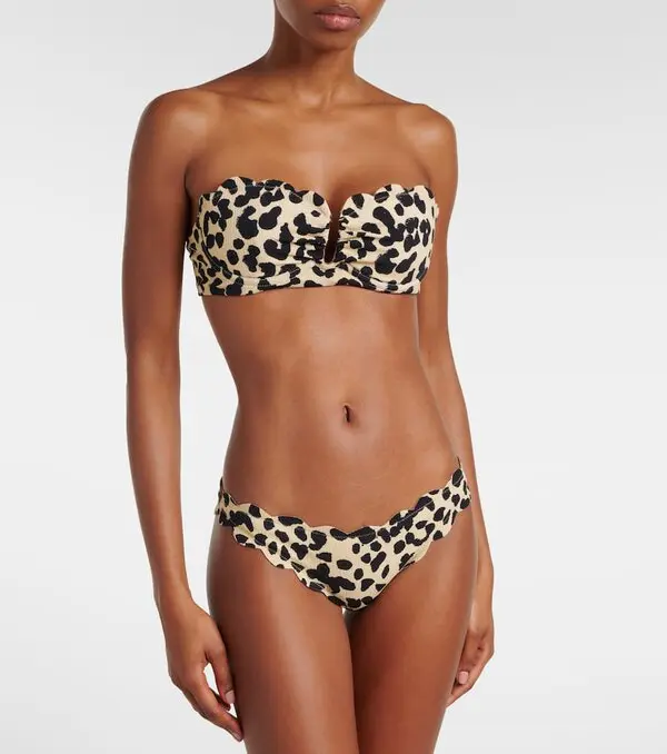 Marysia Lisbon Leopard-print Bikini Top - Beige