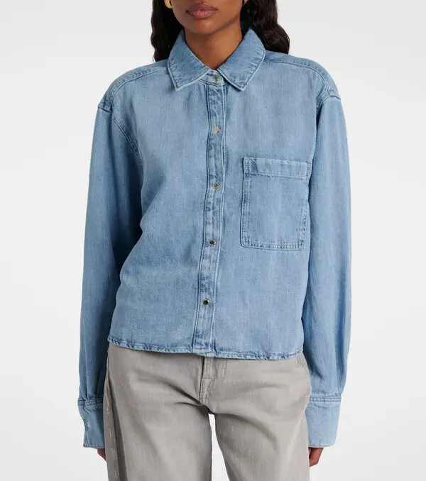 7 For All Mankind Ivy Cotton And Linen Denim Shirt - Blue
