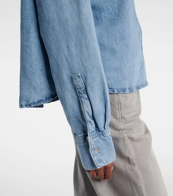 7 For All Mankind Ivy Cotton And Linen Denim Shirt - Blue