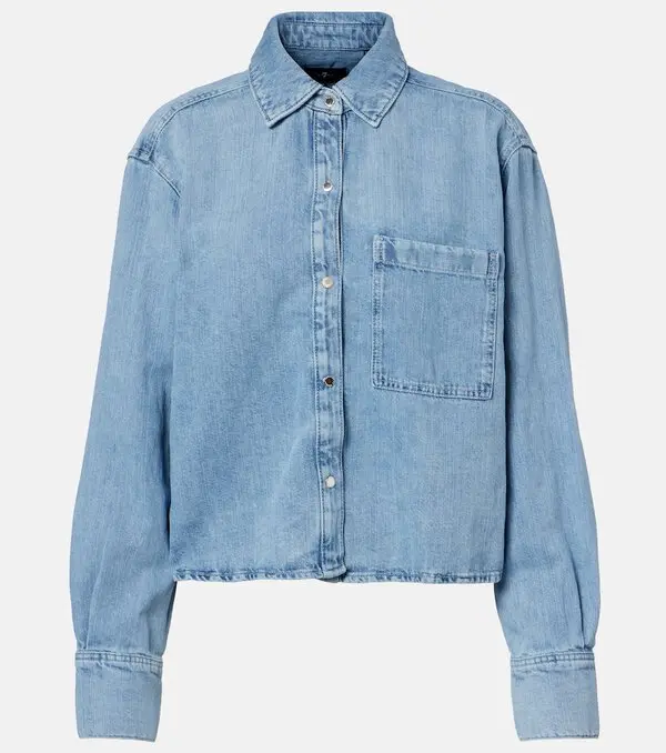 7 For All Mankind Ivy Cotton And Linen Denim Shirt - Blue