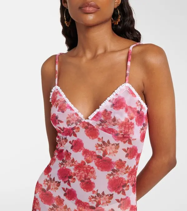 BANANHOT Solay Floral Lace-trimmed Maxi Dress - Red