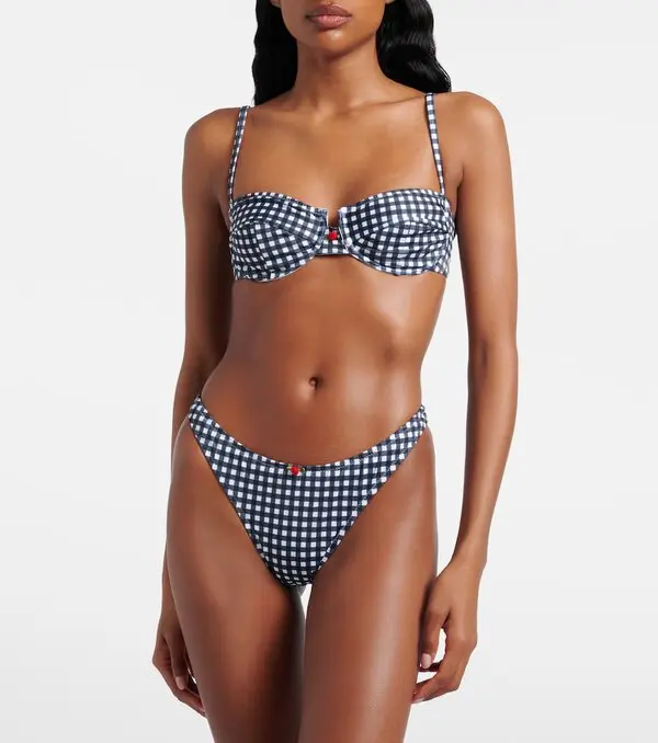 BANANHOT Esme Gingham Bikini Top - Black