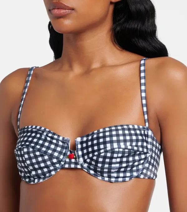 BANANHOT Esme Gingham Bikini Top - Black