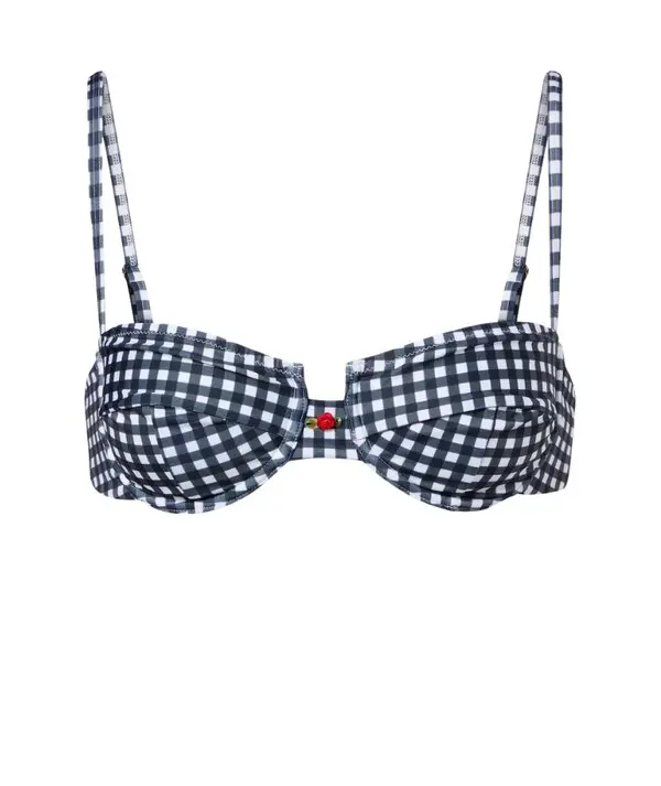 BANANHOT Esme Gingham Bikini Top - Black