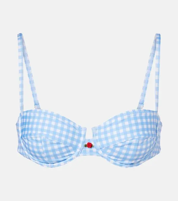 BANANHOT Esme Gingham Bikini Top - Blue