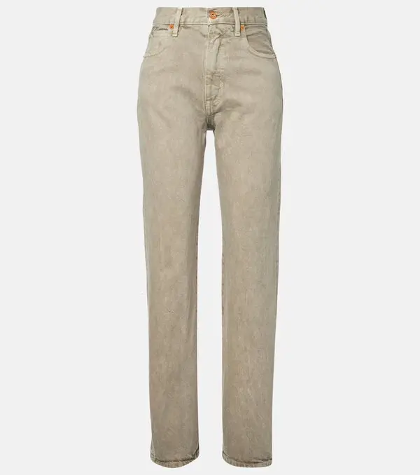 SLVRLAKE London Straight Jeans In Sign Of The Times - Beige