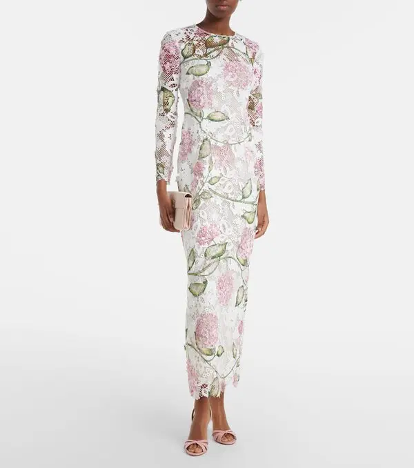 Oscar De La Renta Lace Midi Dress - White