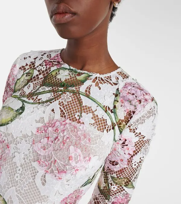 Oscar De La Renta Lace Midi Dress - White
