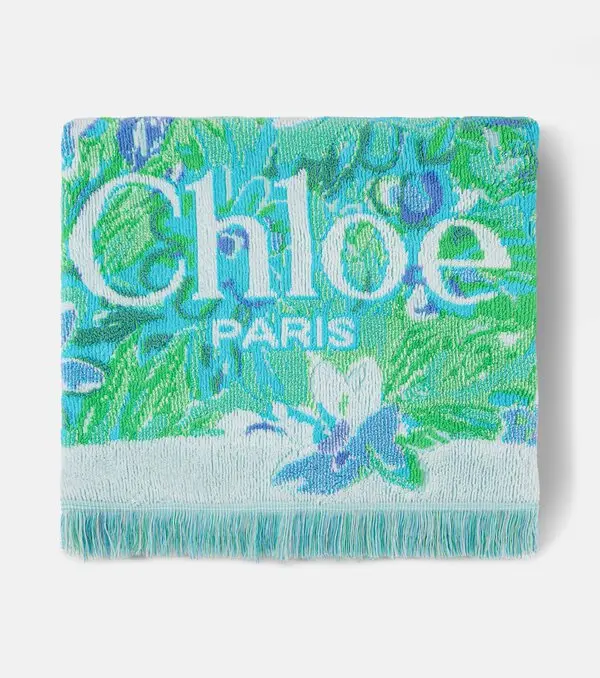 Chloé Floral Logo Cotton Terry Towel - Multicoloured