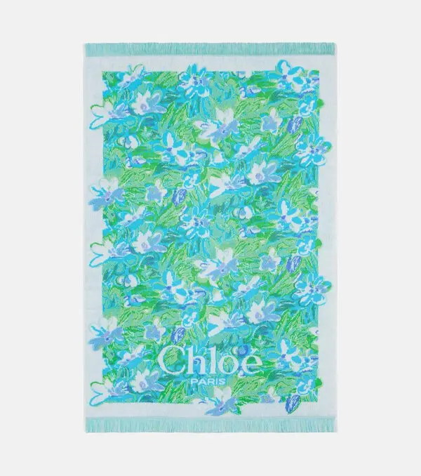 Chloé Floral Logo Cotton Terry Towel - Multicoloured