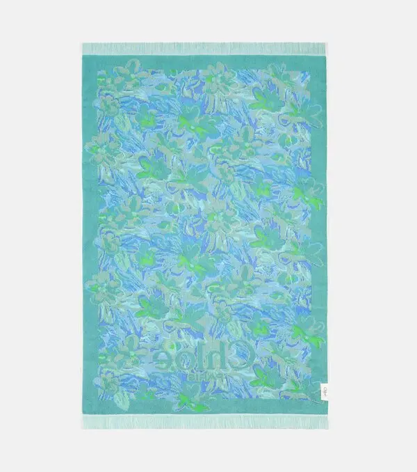 Chloé Floral Logo Cotton Terry Towel - Multicoloured