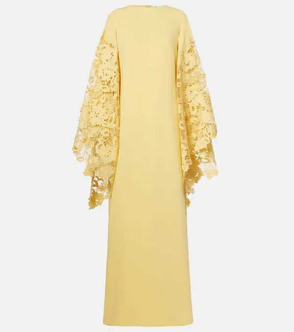 Oscar De La Renta Floral Silk-blend Kaftan - Yellow