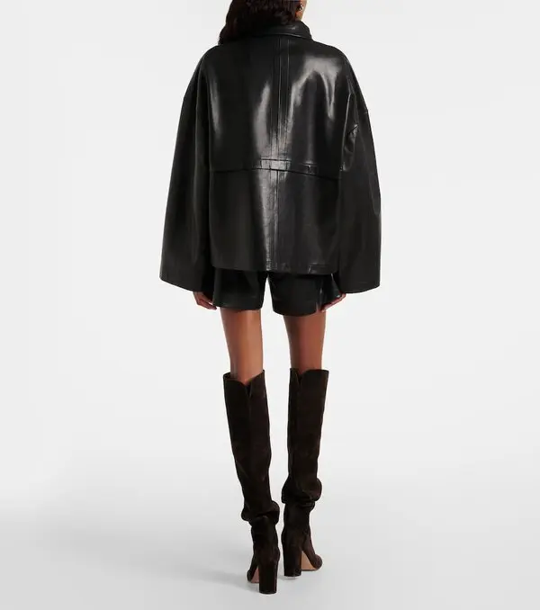 Nour Hammour Barrel Leather Shorts