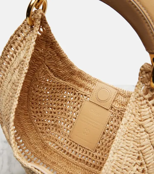 Chloé Banana Raffia Shoulder Bag - Beige