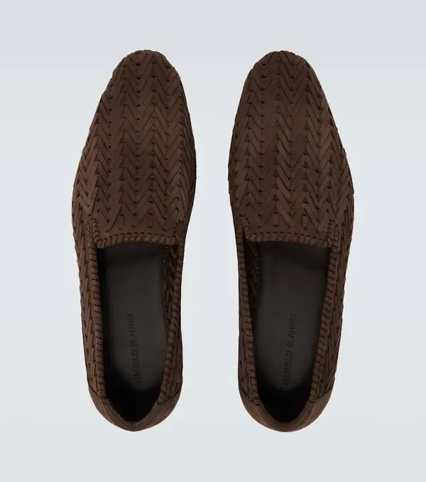 Manolo Blahnik Mario Suede Loafers - Brown